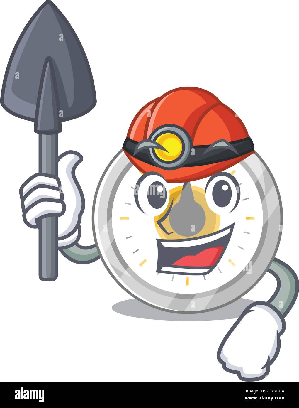 Old kitchen timer cartoon image design as a miner with tool and helmet ...