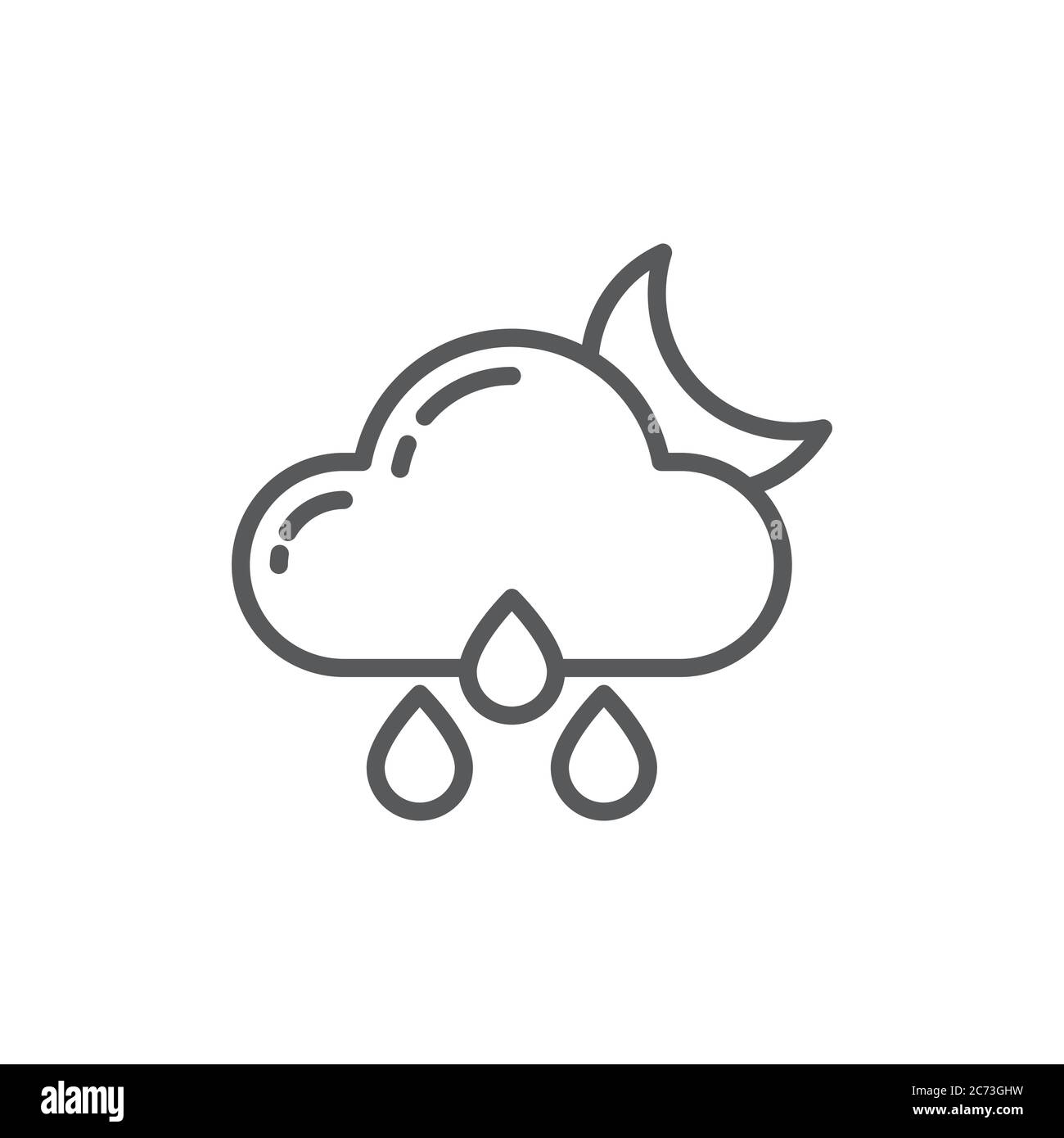Cloud rain and moon vector icon symbol weather isolated on white ...