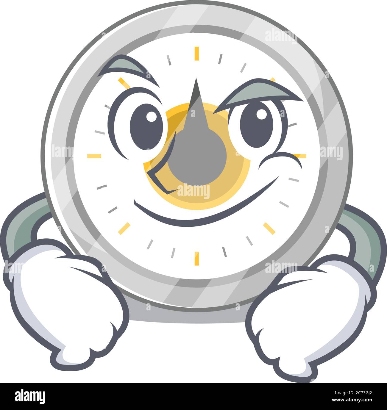 A cute caricature picture of old kitchen timer having confident gesture ...
