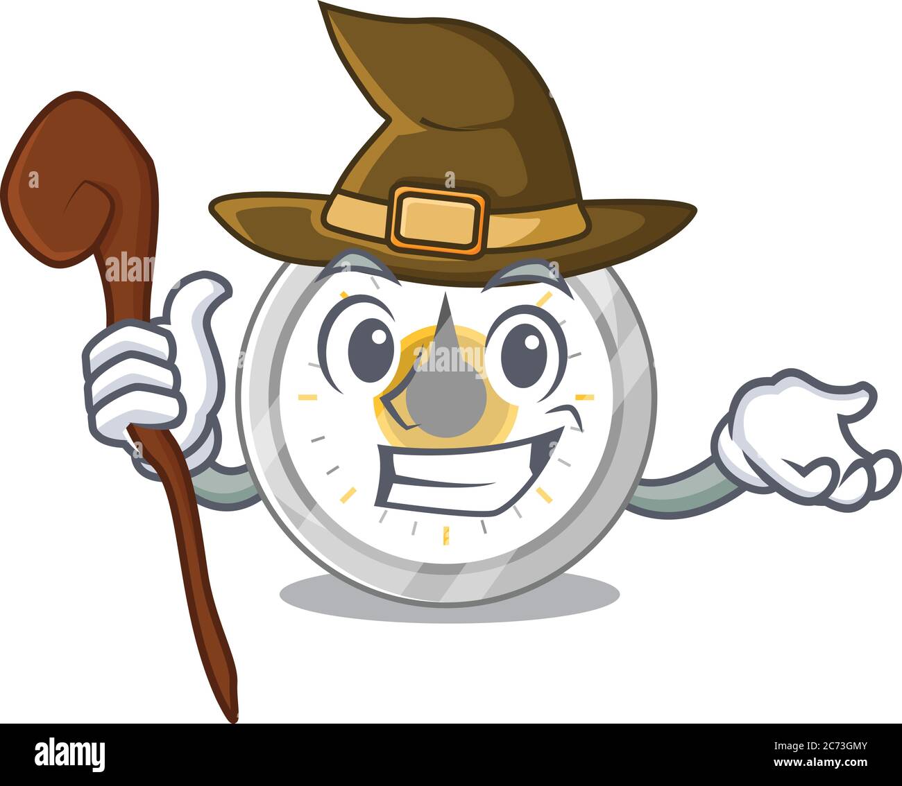 sneaky witch old kitchen timer cartoon character design Stock Vector ...