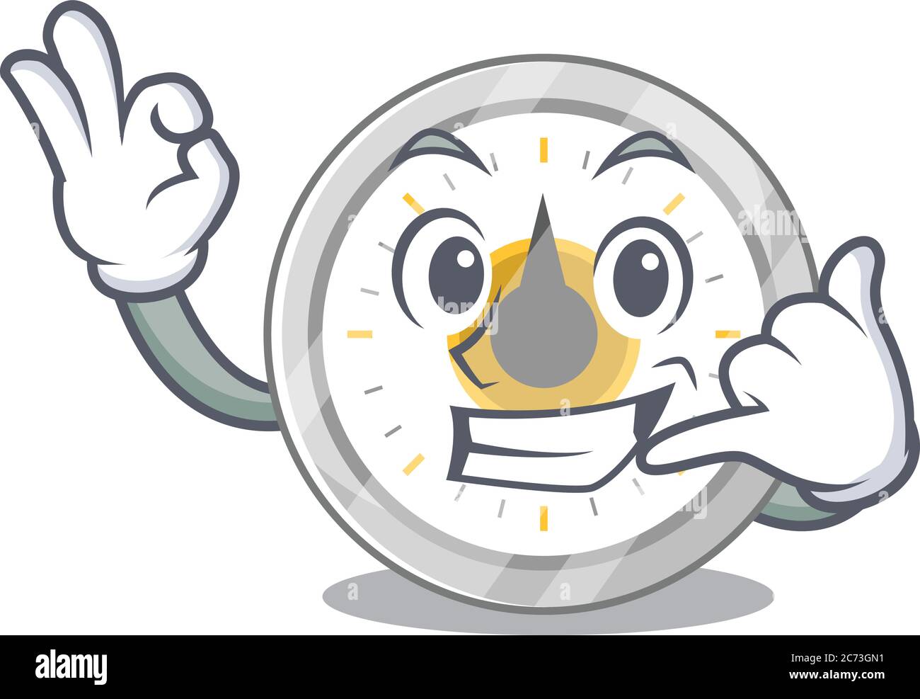 Caricature design of old kitchen timer with cute call me pose Stock ...