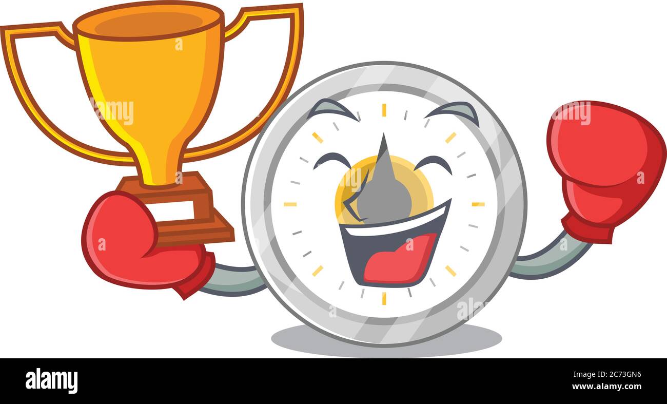 Fabulous boxing winner of old kitchen timer caricature design style ...