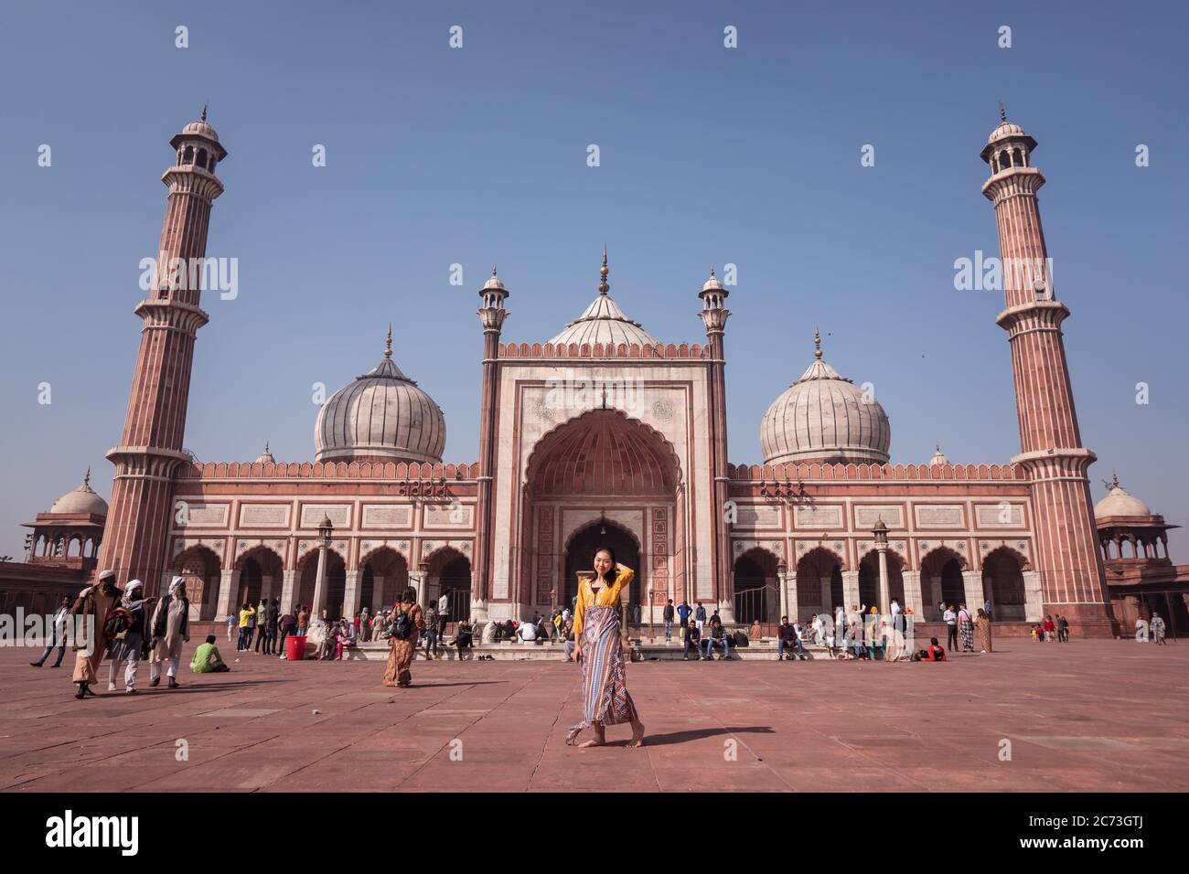 New Delhi / India - February 19, 2020: Young Asian beautiful tourist ...