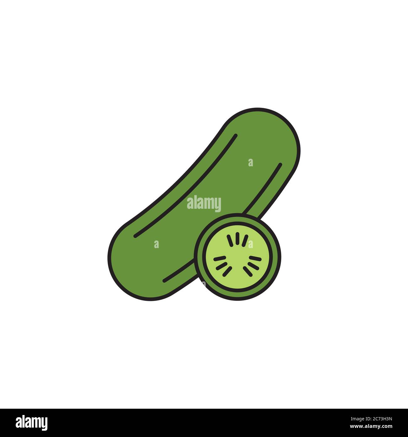 Cucumber slice vector icon symbol isolated on white background Stock ...