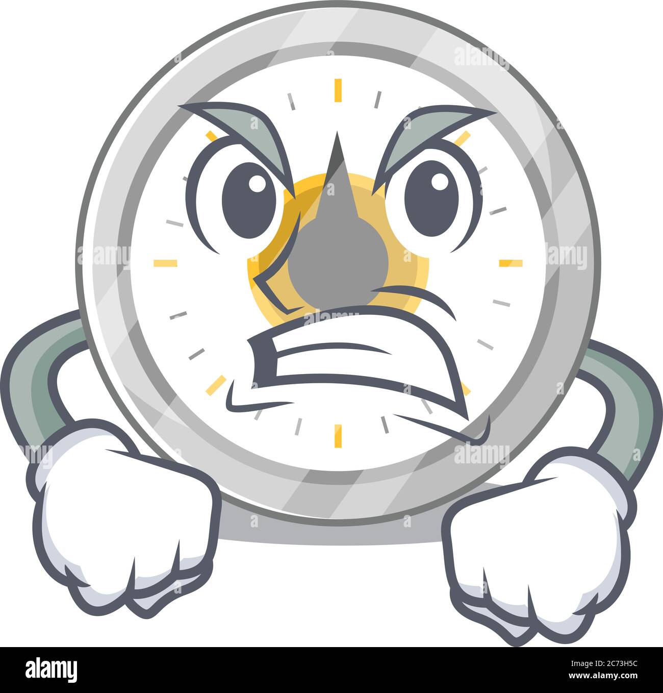 A cartoon picture style of old kitchen timer having a mad face Stock ...