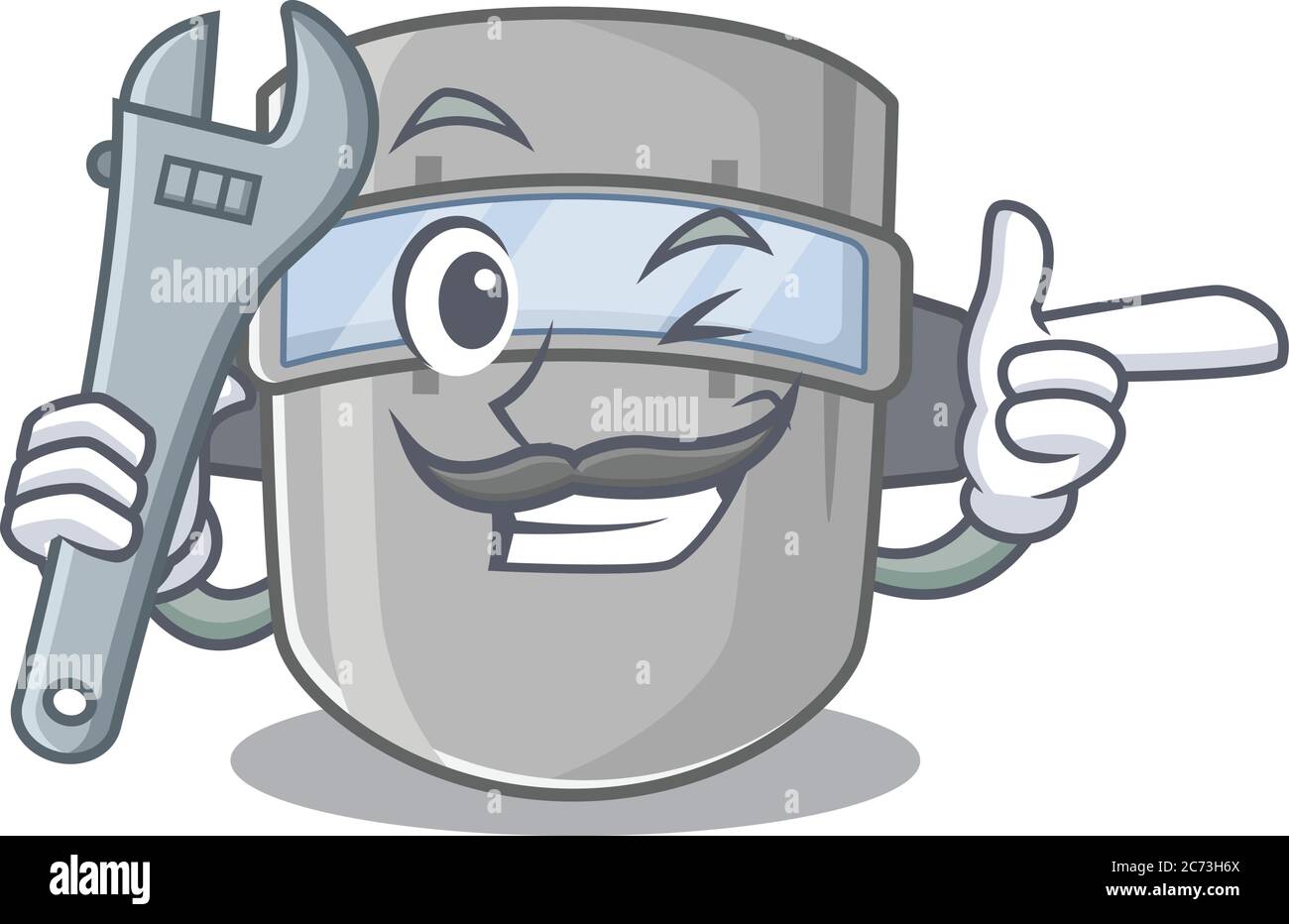 A caricature picture of welding mask working as a mechanic Stock Vector ...