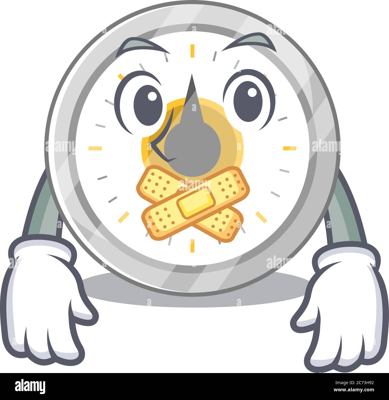 Old kitchen timer cartoon character style having strange silent face ...