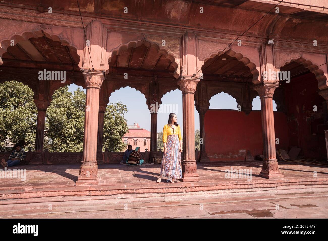 New Delhi / India - February 19, 2020: Young Asian beautiful tourist ...