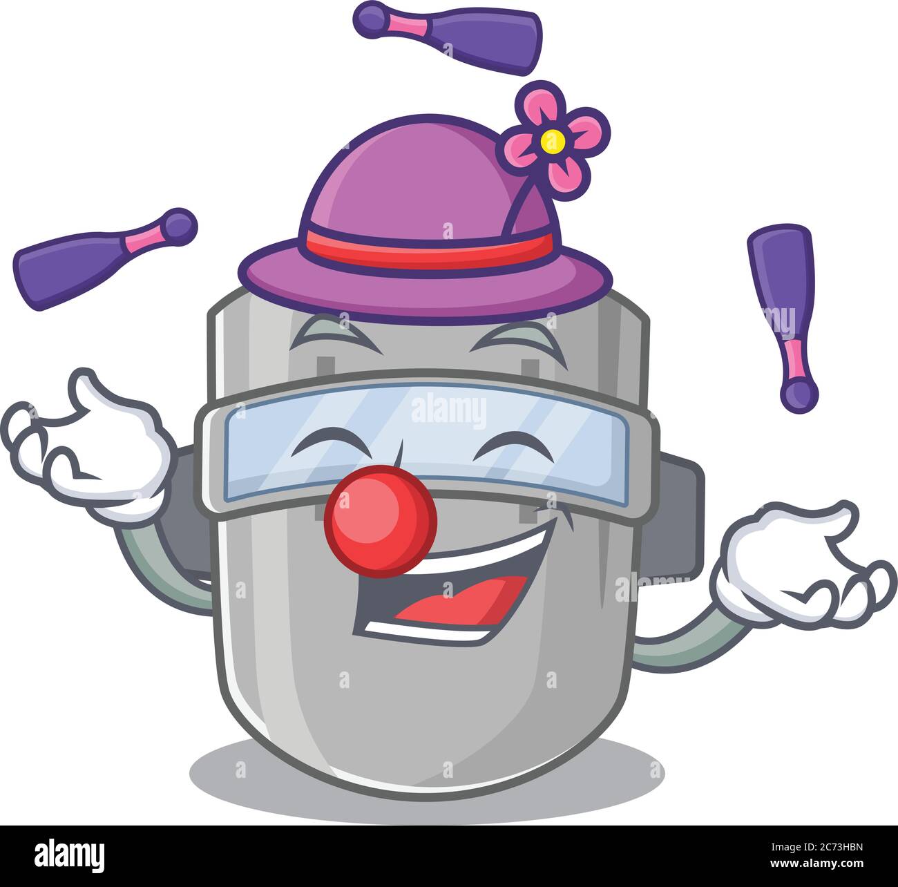 A welding mask cartoon design style succeed playing juggling Stock ...