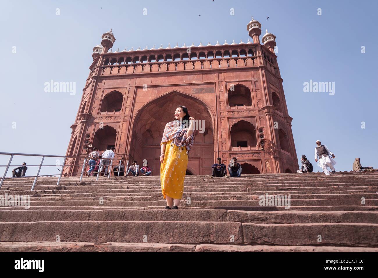 New Delhi / India - February 19, 2020: Young Asian beautiful tourist ...