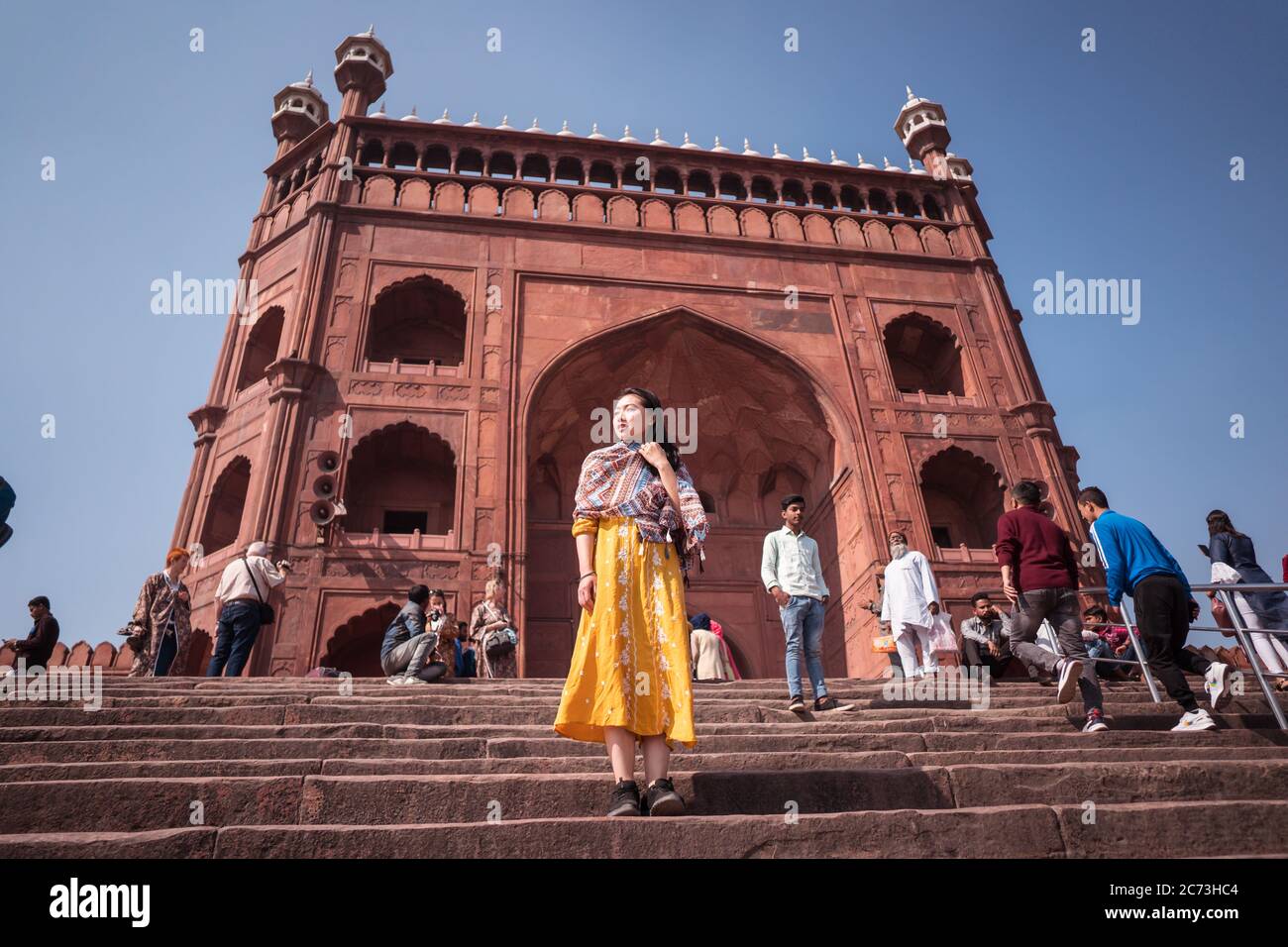 New Delhi / India - February 19, 2020: Young Asian beautiful tourist ...