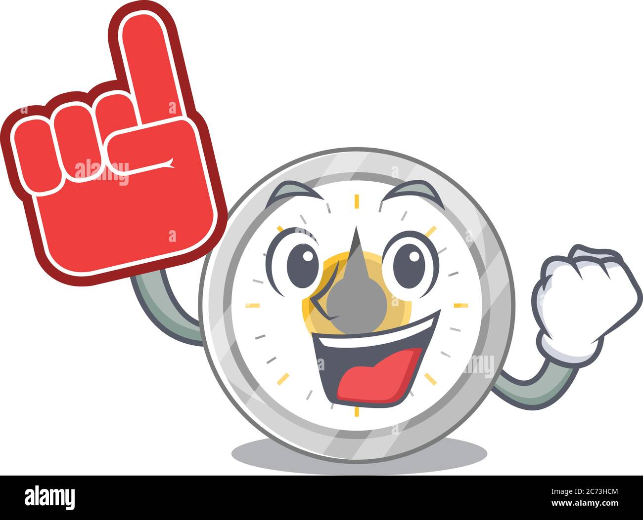 Old kitchen timer in cartoon picture design with Foam finger Stock ...