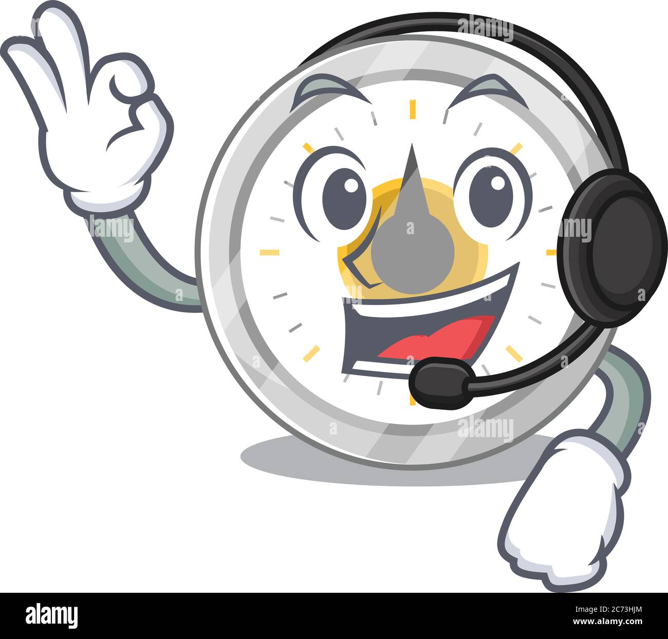 Old kitchen timer caricature character concept wearing headphone Stock ...