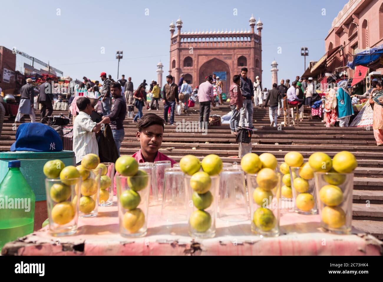 New Delhi / India - February 19, 2020: young man selling water with ...