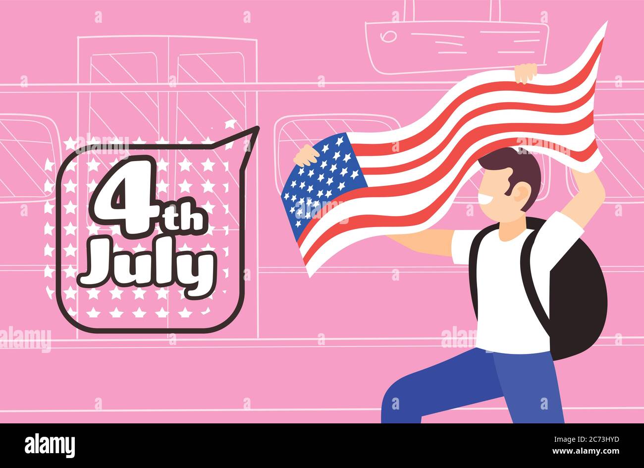 man with usa flag celebrating 4th of july american independence day ...