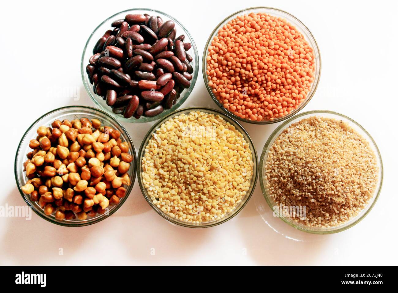 Collection of legumes (chickpeas, green peas, Pink lentils, Indian ...