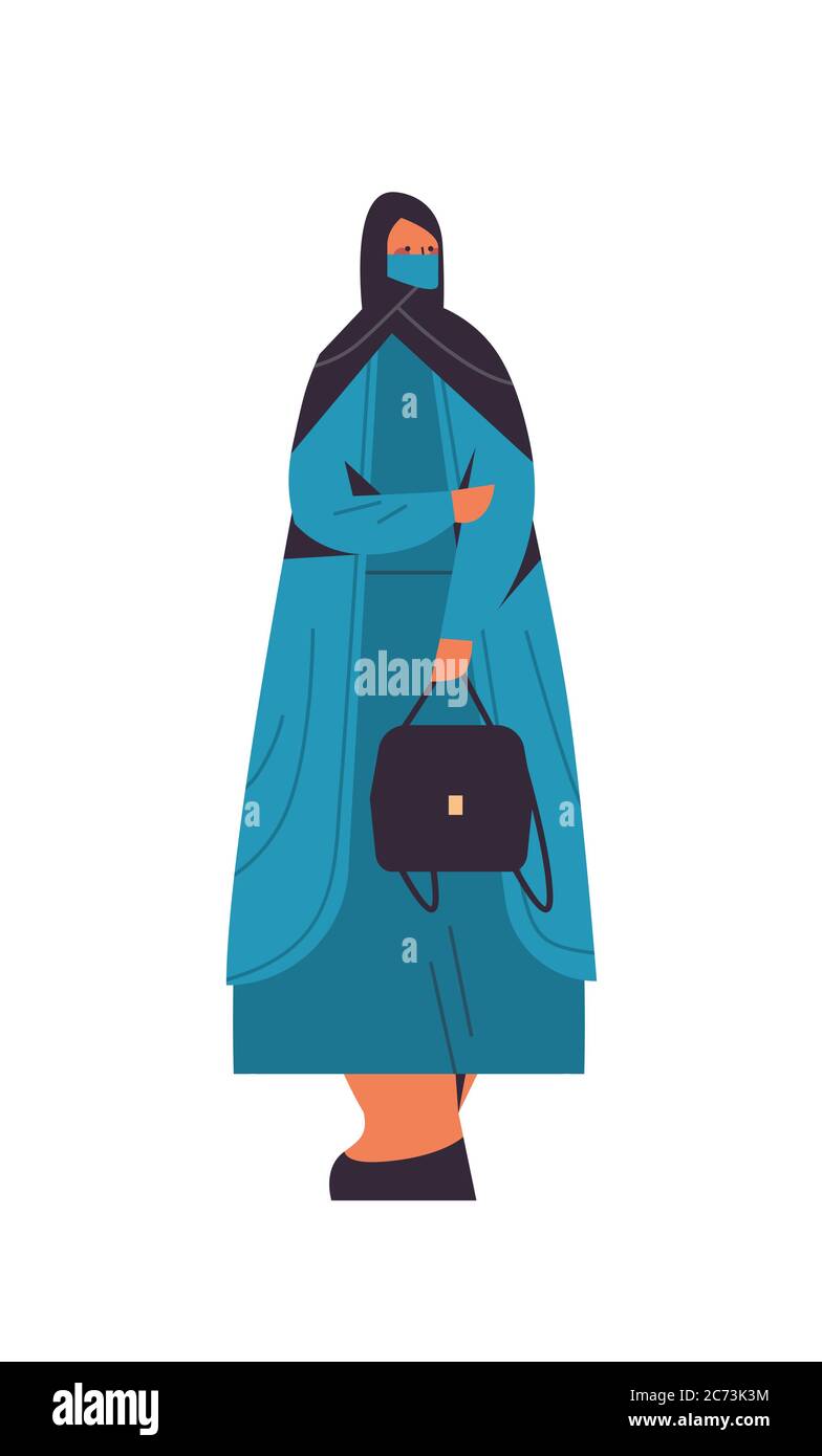 arabic woman in traditional clothes wearing prtective mask arab girl ...