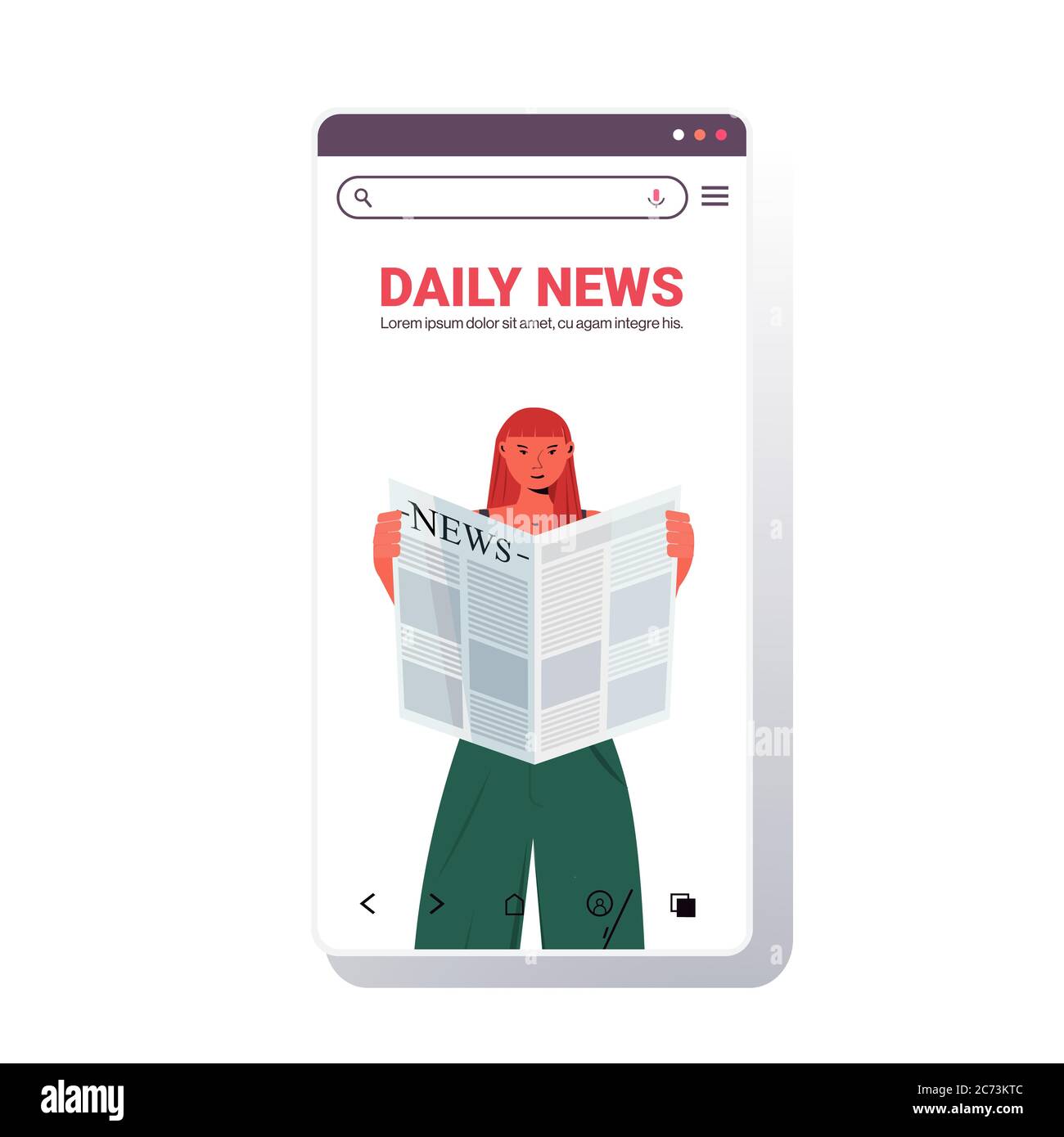 Woman smartphone reading daily Cut Out Stock Images & Pictures - Alamy