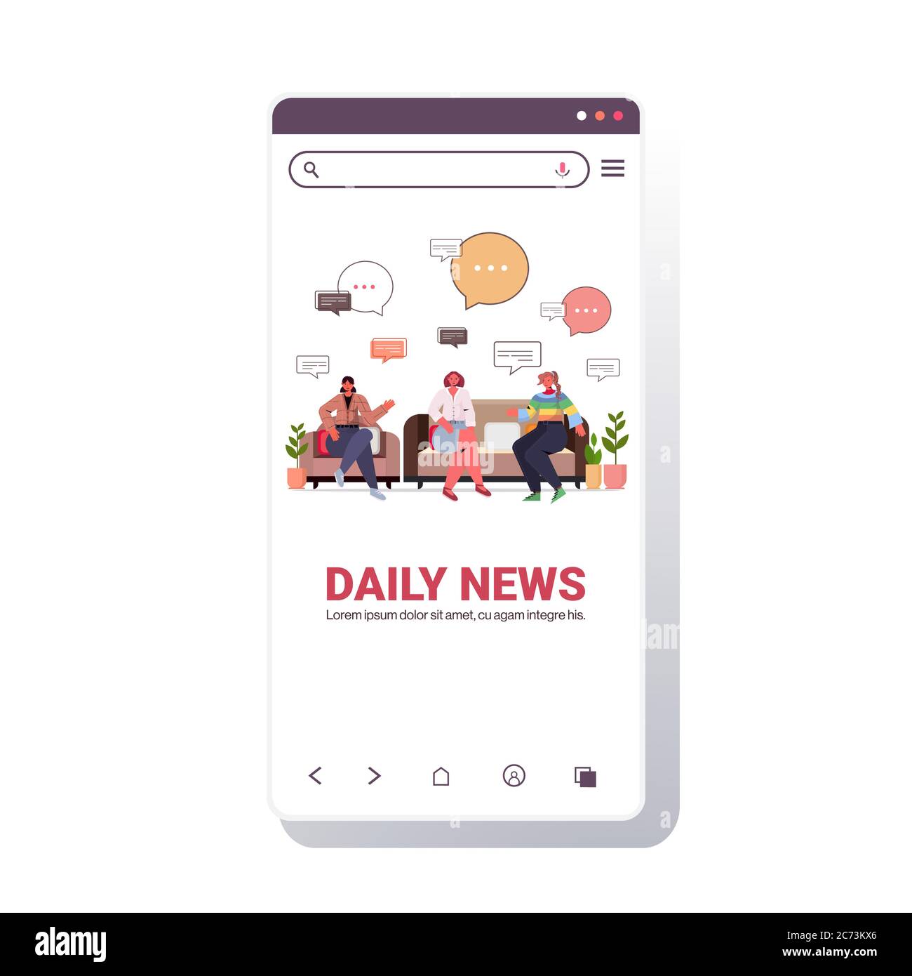 friends discussing daily news during meeting chat bubble communication ...