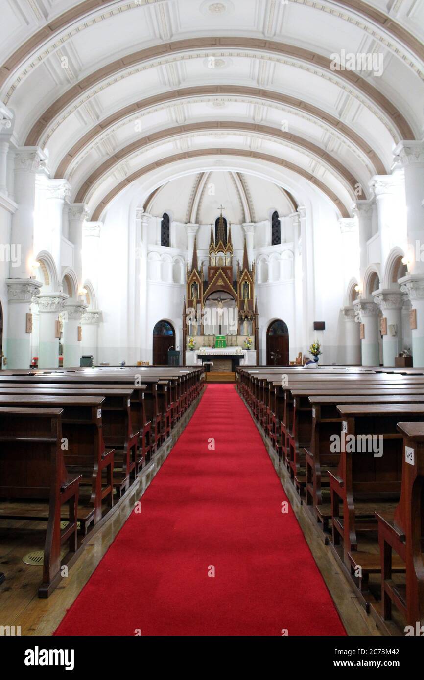 The interior of Beppu Catholic Church in Japan. Taken in June 2019 ...