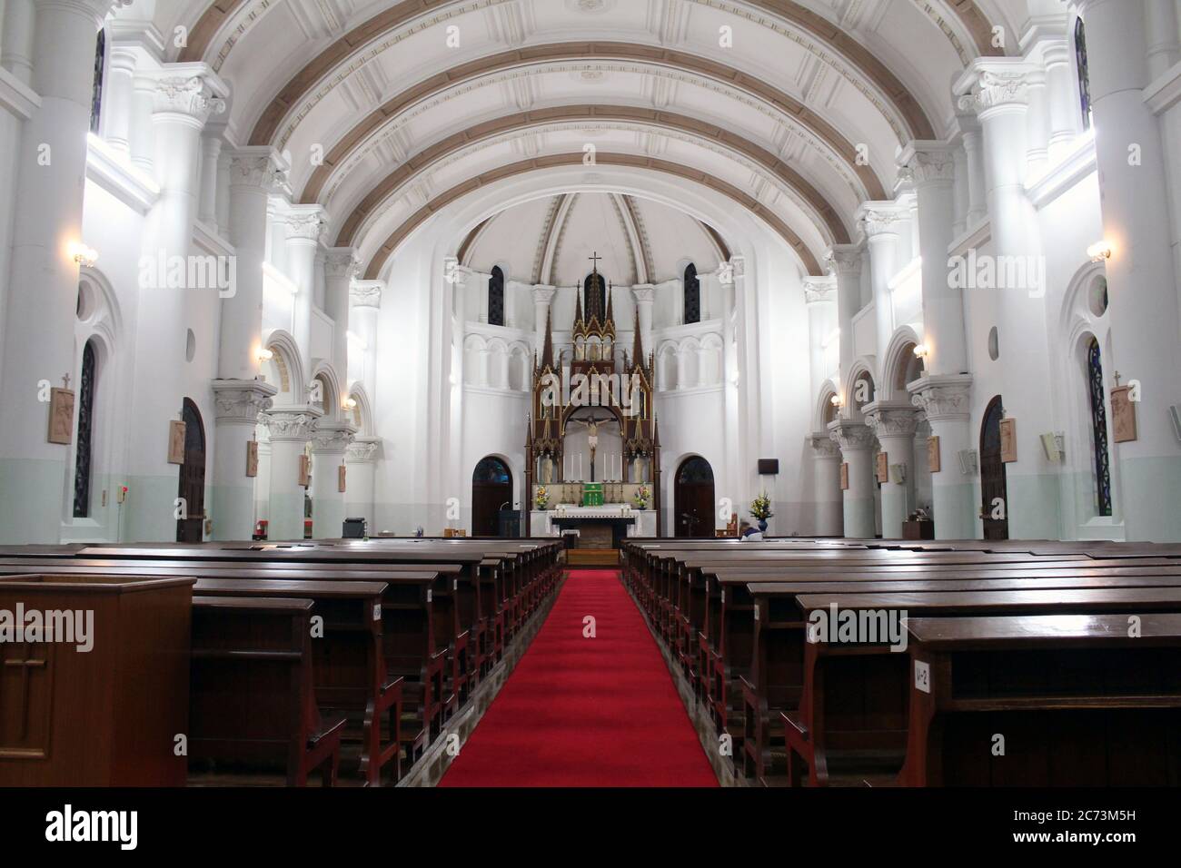 The interior of Beppu Catholic Church in Japan. Taken in June 2019 ...