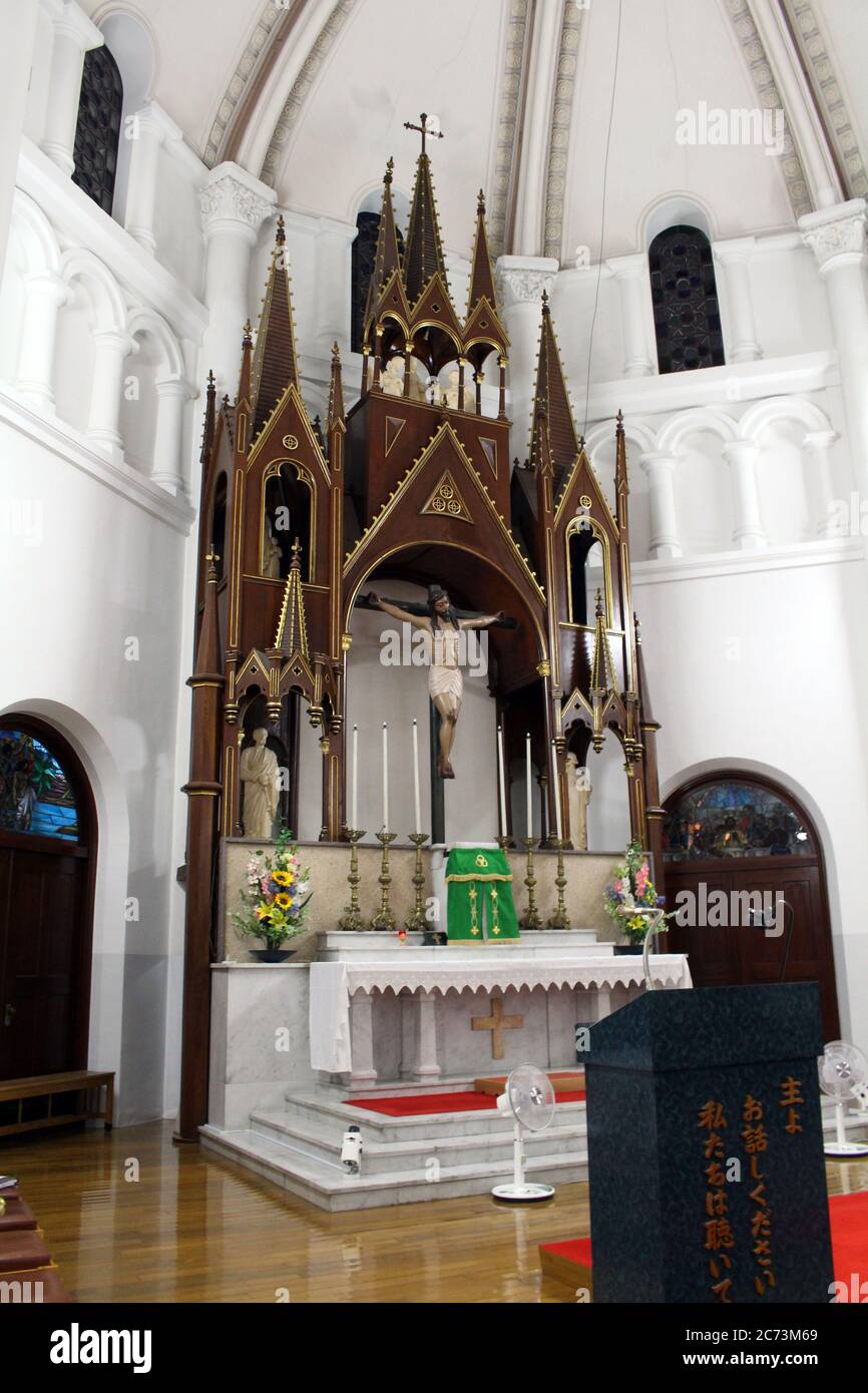 The interior of Beppu Catholic Church in Japan. Taken in June 2019 ...