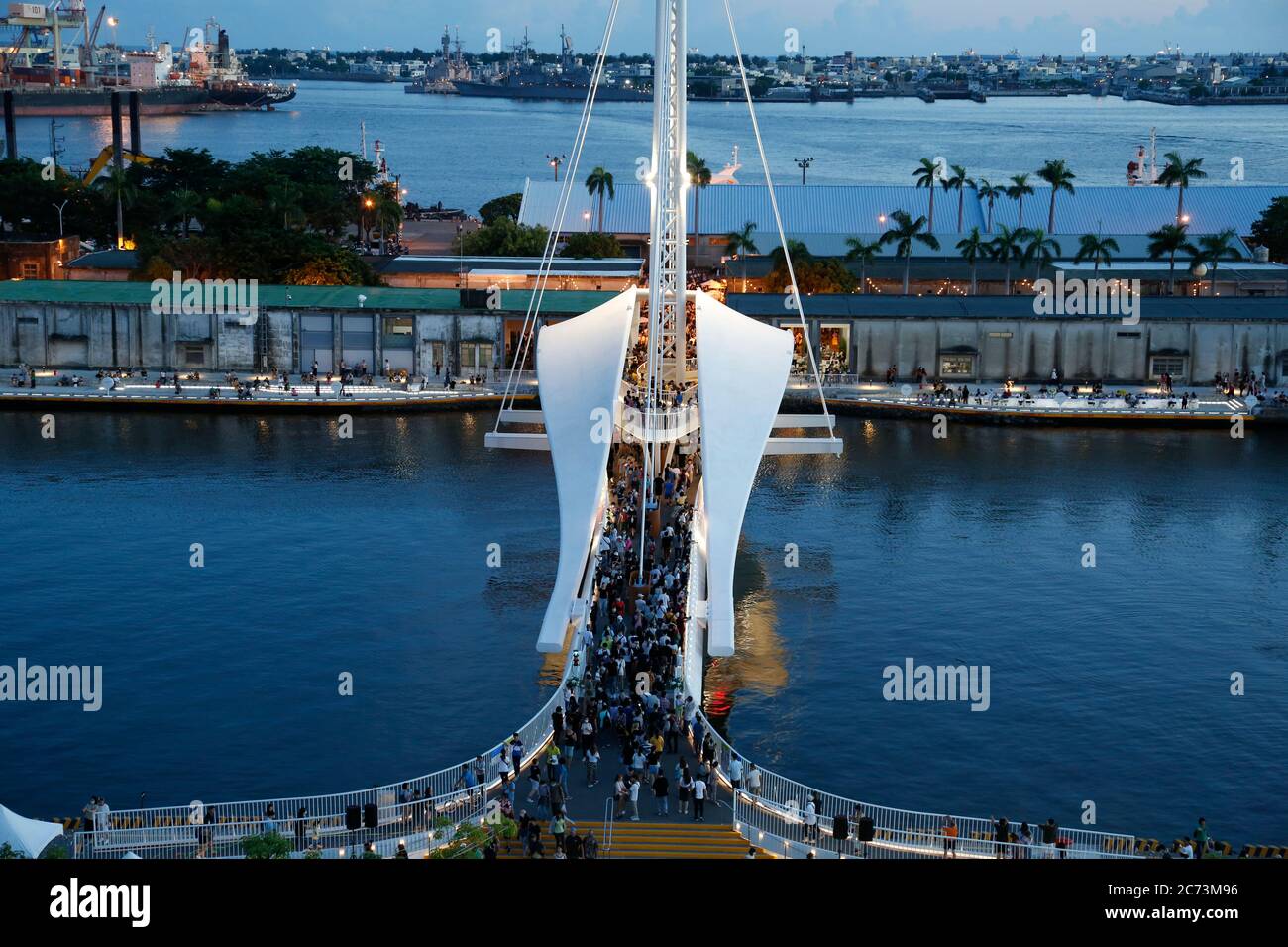 Horizontal rotation bridge, Kaohsiung Port Stock Photo - Alamy