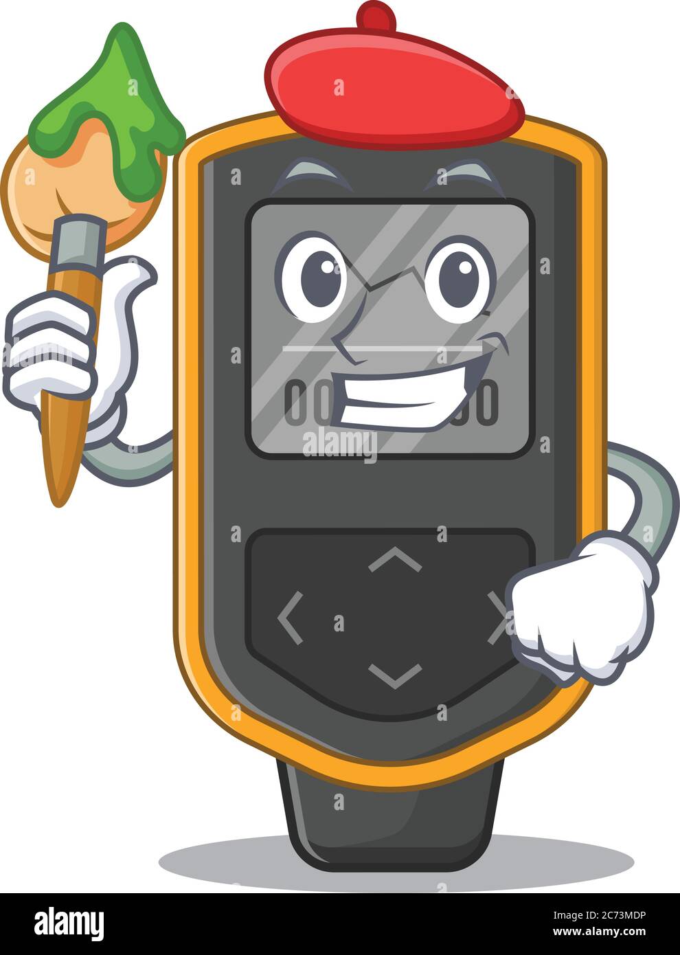 Dive computer artist cartoon picture style paint a landscape using a ...