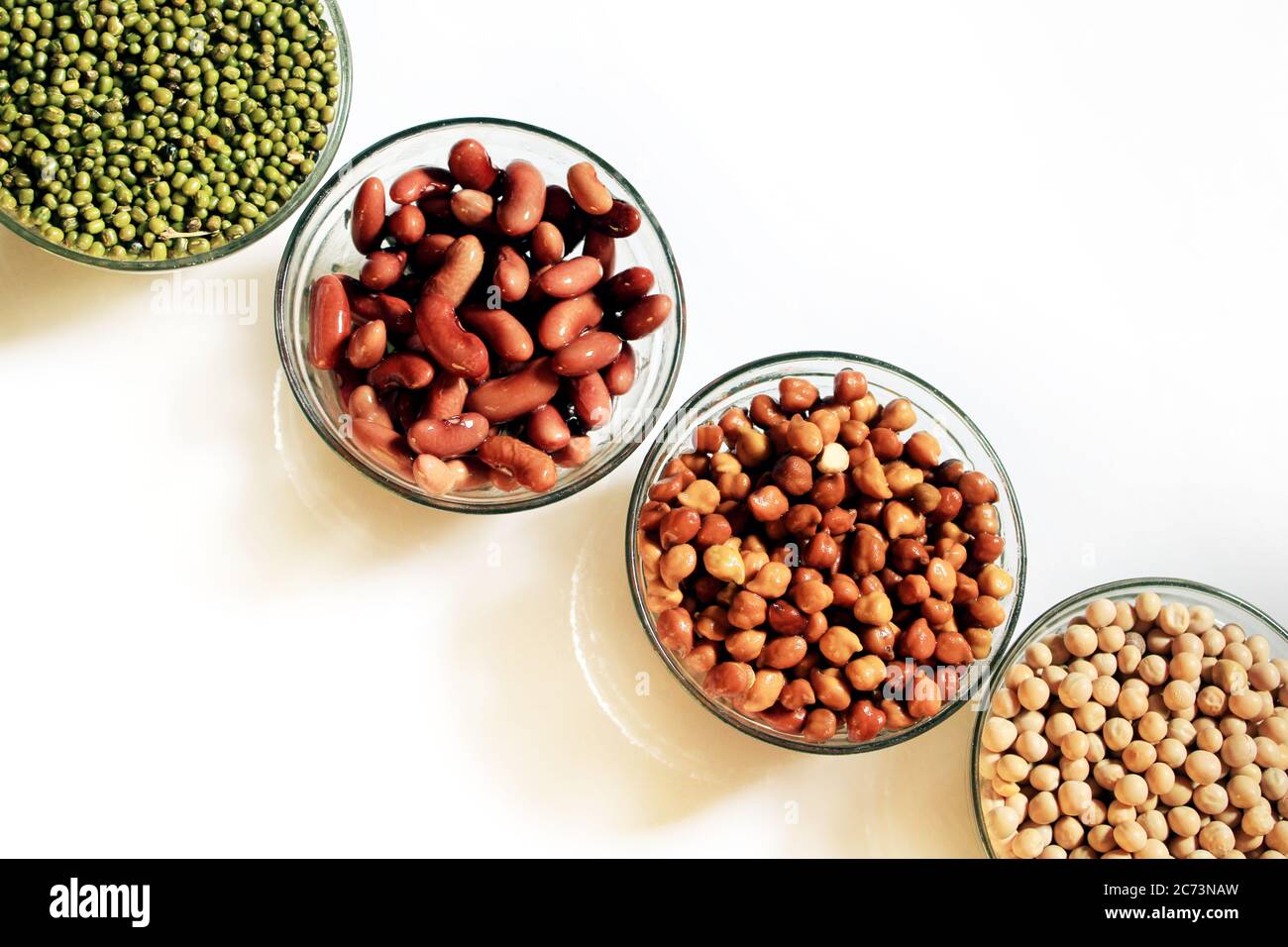 Collection of legumes (chickpeas, green peas, Pink lentils, Indian ...
