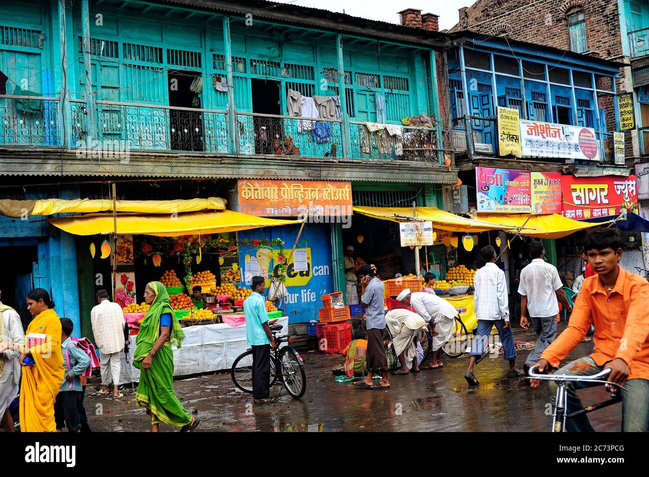 Colourfull bazar market place in Barshi village district Solapur state ...