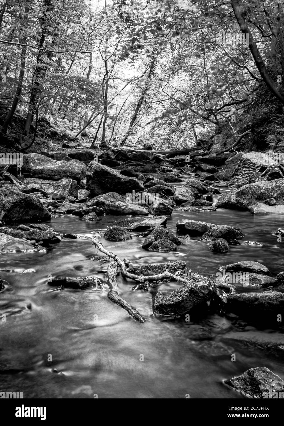 Falling Foss waterfall, rocks, flowing river & May Beck stream Stock ...