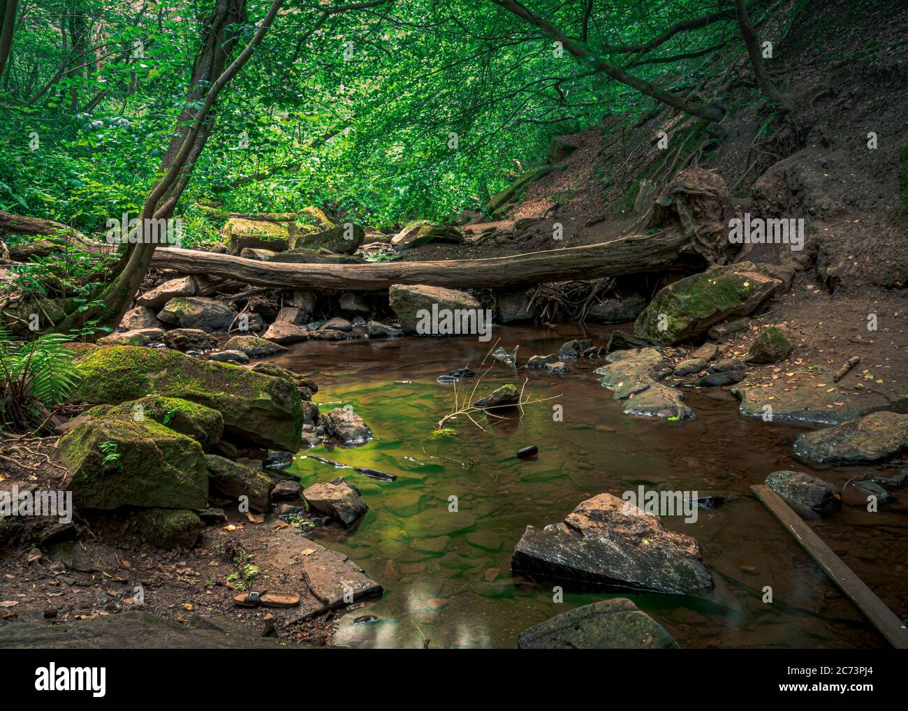 Falling Foss waterfall, rocks, flowing river & May Beck stream Stock ...