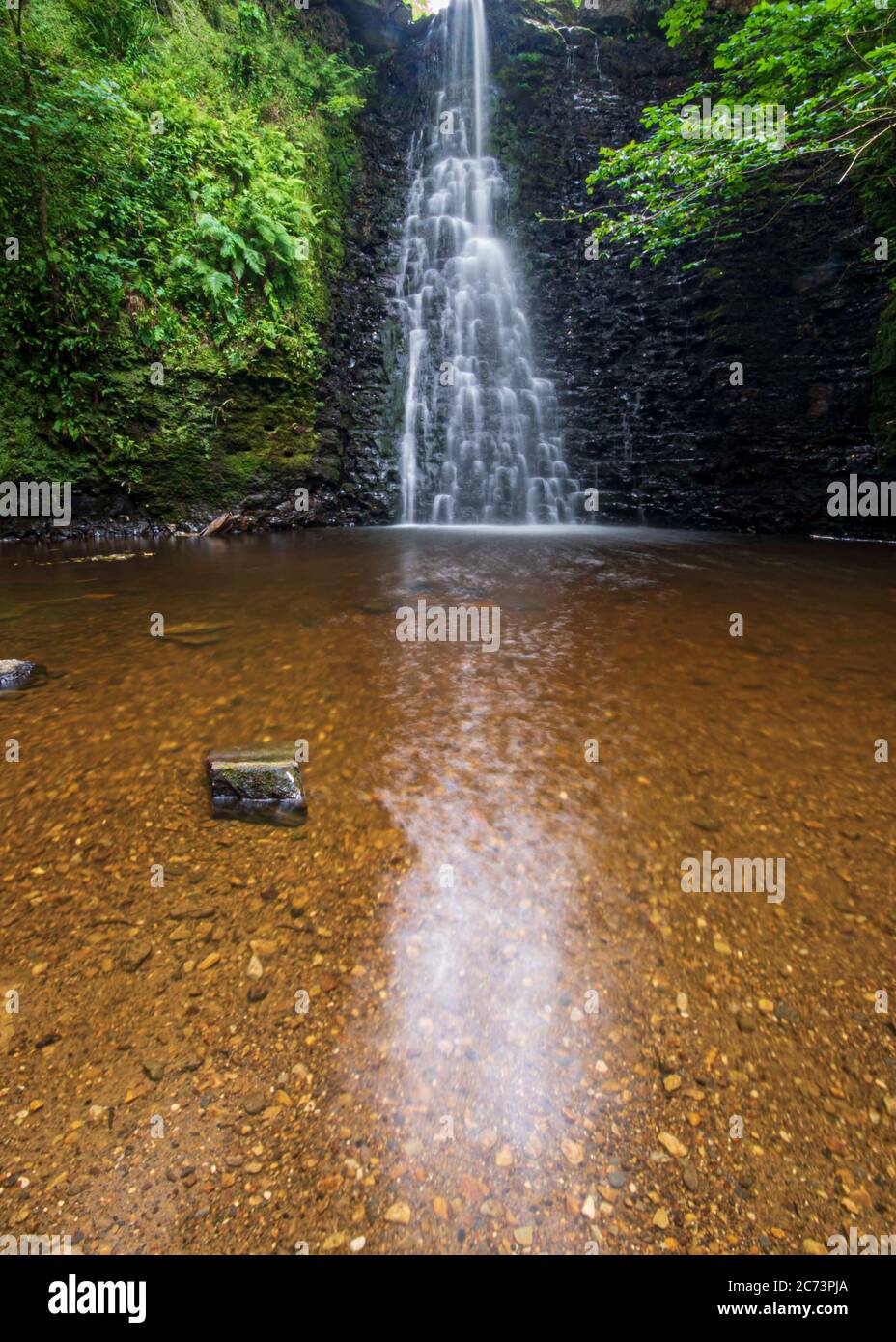 Falling Foss waterfall, rocks, flowing river & May Beck stream Stock ...