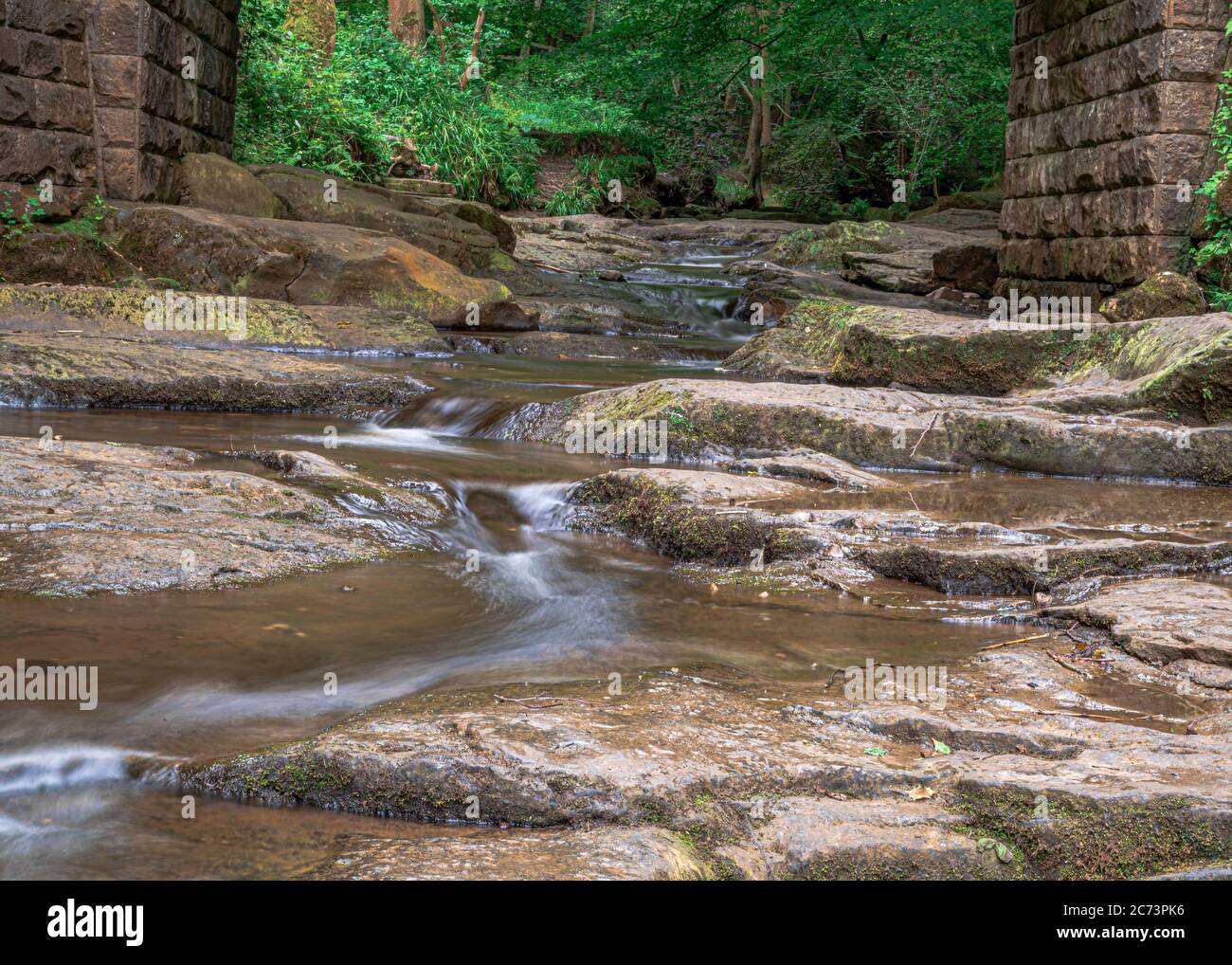 Falling Foss waterfall, rocks, flowing river & May Beck stream Stock ...