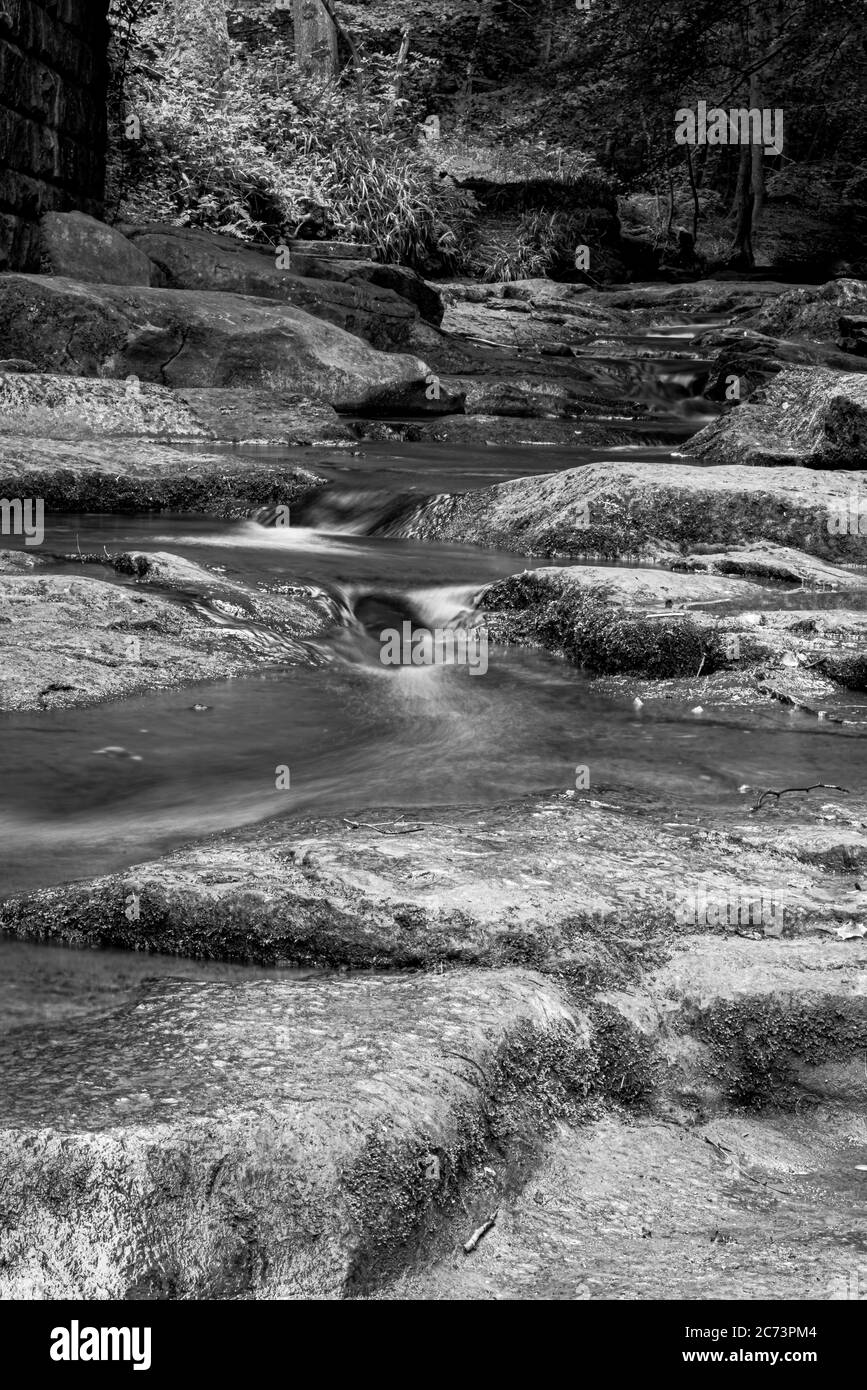 Falling Foss waterfall, rocks, flowing river & May Beck stream Stock ...