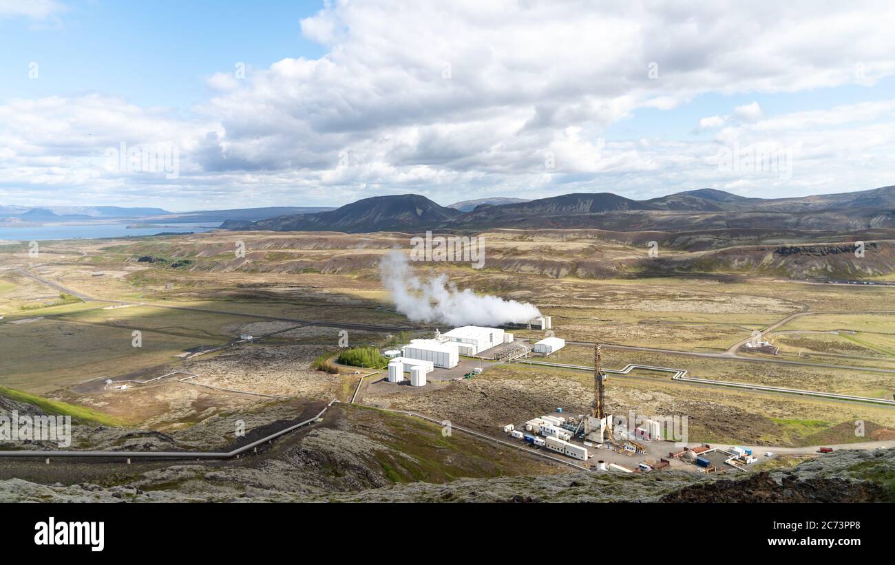Nesjavellir geothermal facilities in Iceland. Geothermal area with ...