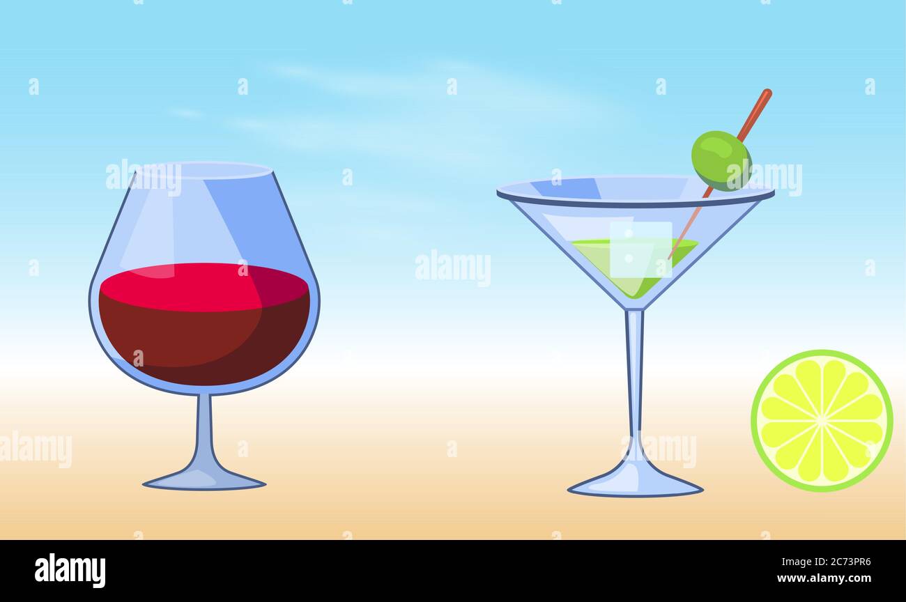 mock up illustration of mocktail glasses on abstract background Stock ...