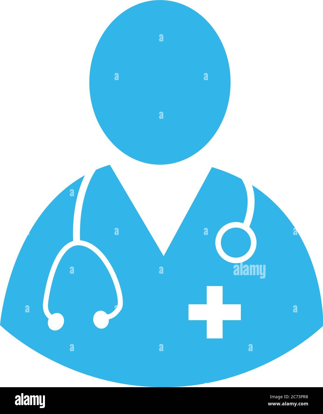 Blue medical doctor flat vector icon islolated on white. Simple Doctor ...