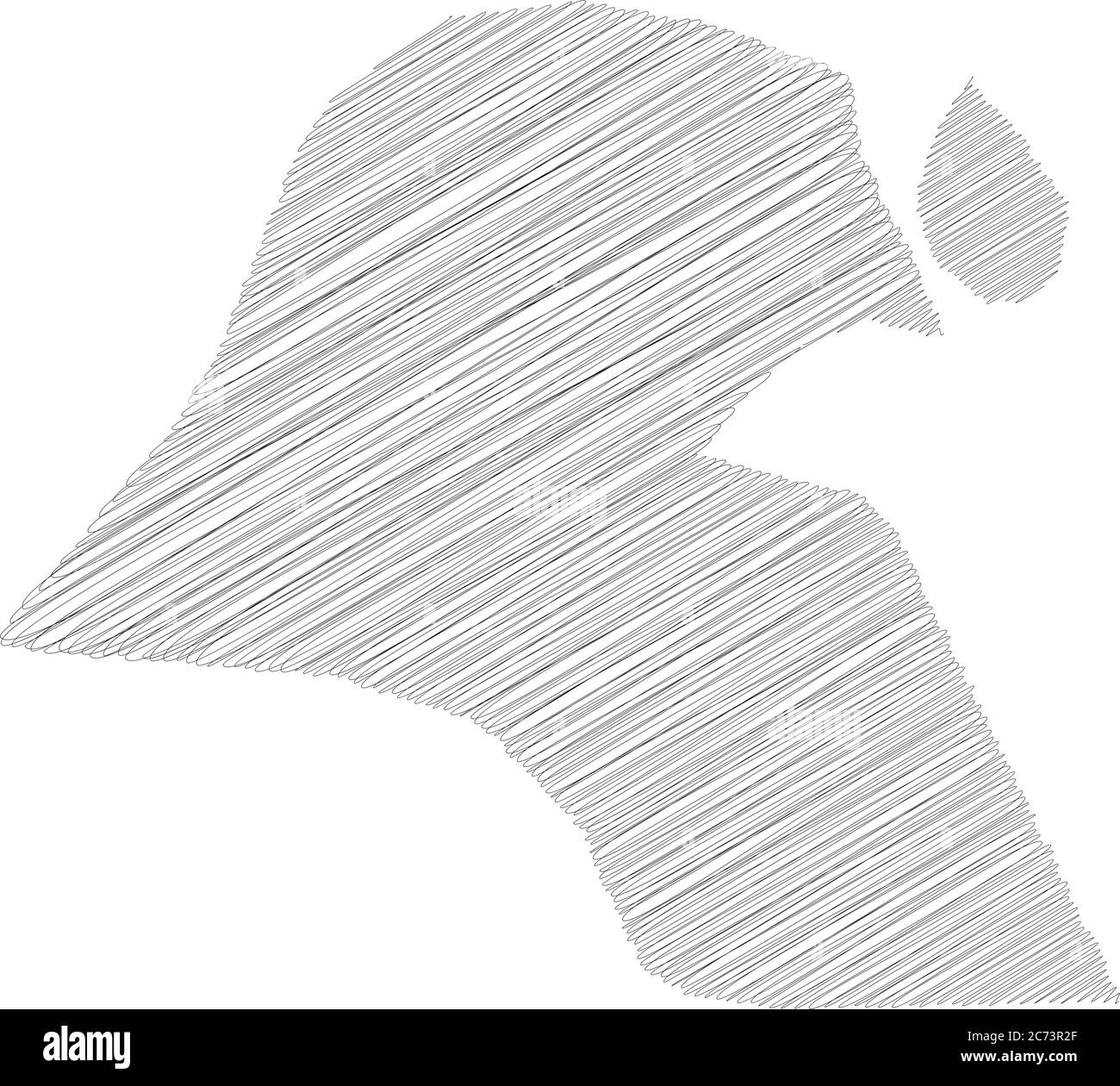 Kuwait - pencil scribble sketch silhouette map of country area with ...