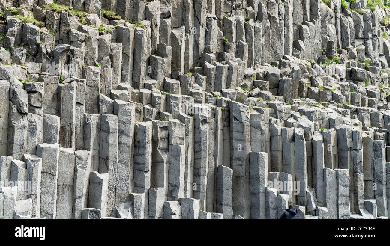 Basalt columns geological formation at Reynisfjara beach, southern ...