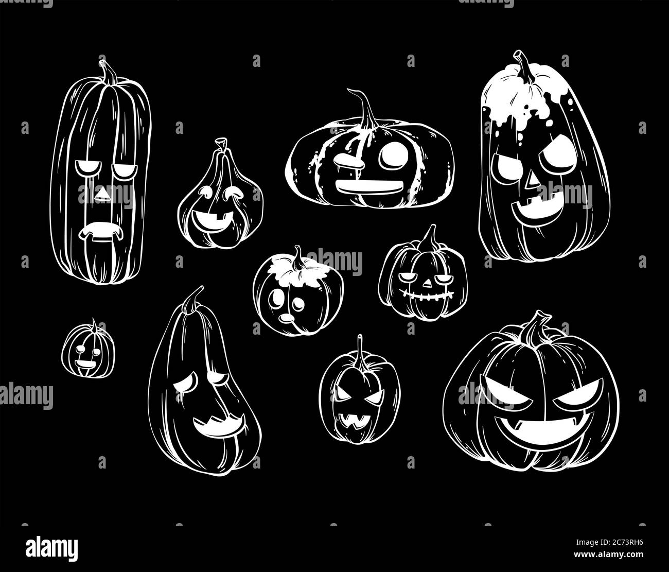 Evil pumpkin in outline hi-res stock photography and images - Alamy