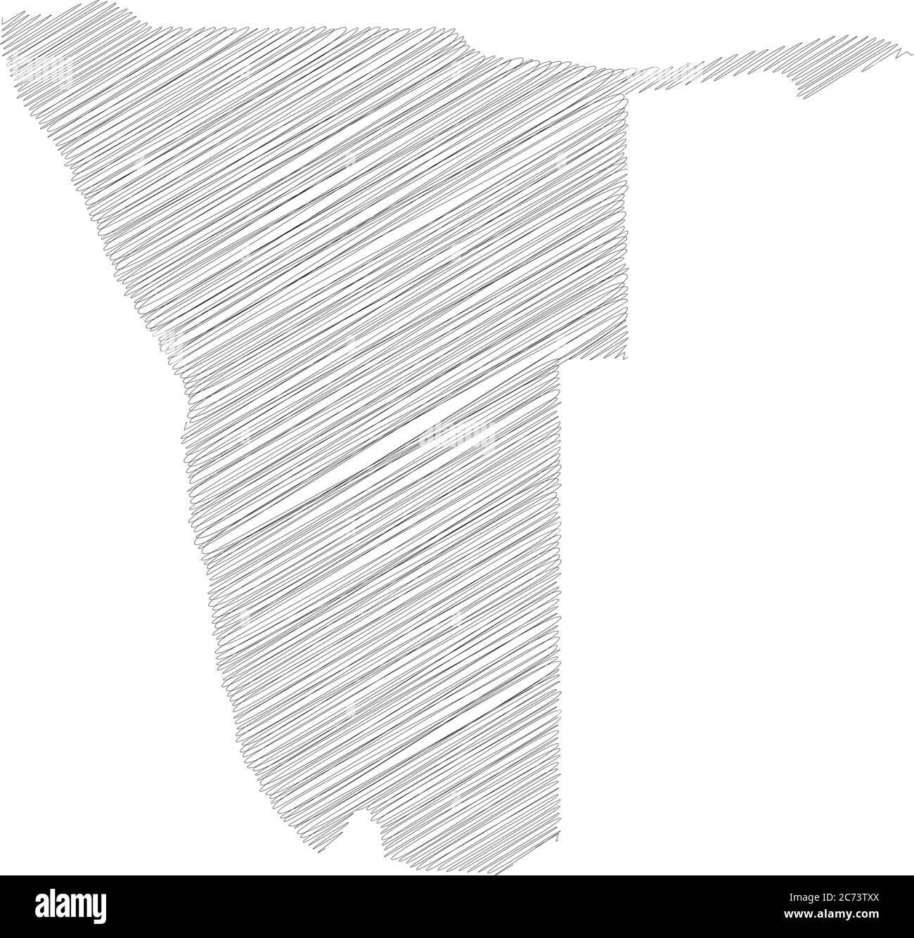 Namibia - pencil scribble sketch silhouette map of country area with ...
