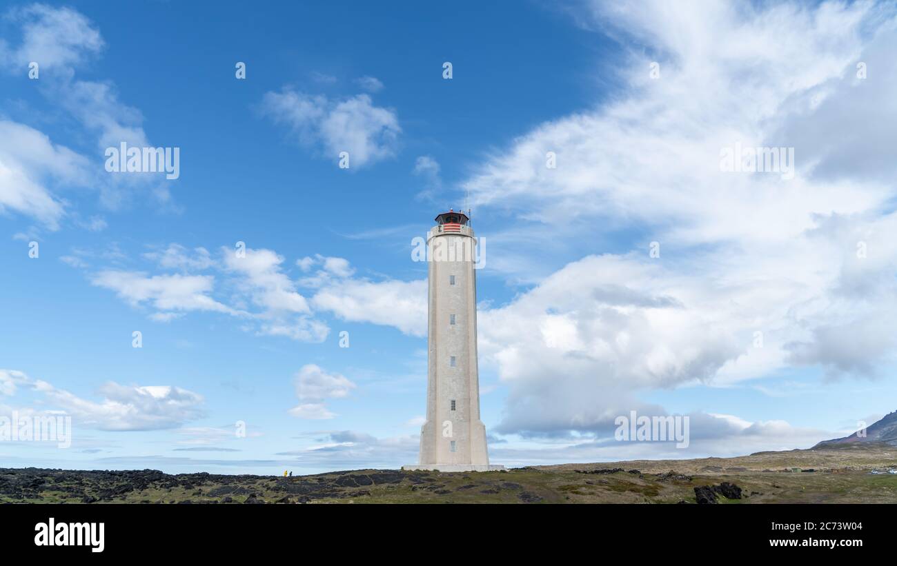 Malarrif Lighthouse on the Snaefelssnes Peninsula, Iceland Stock Photo ...