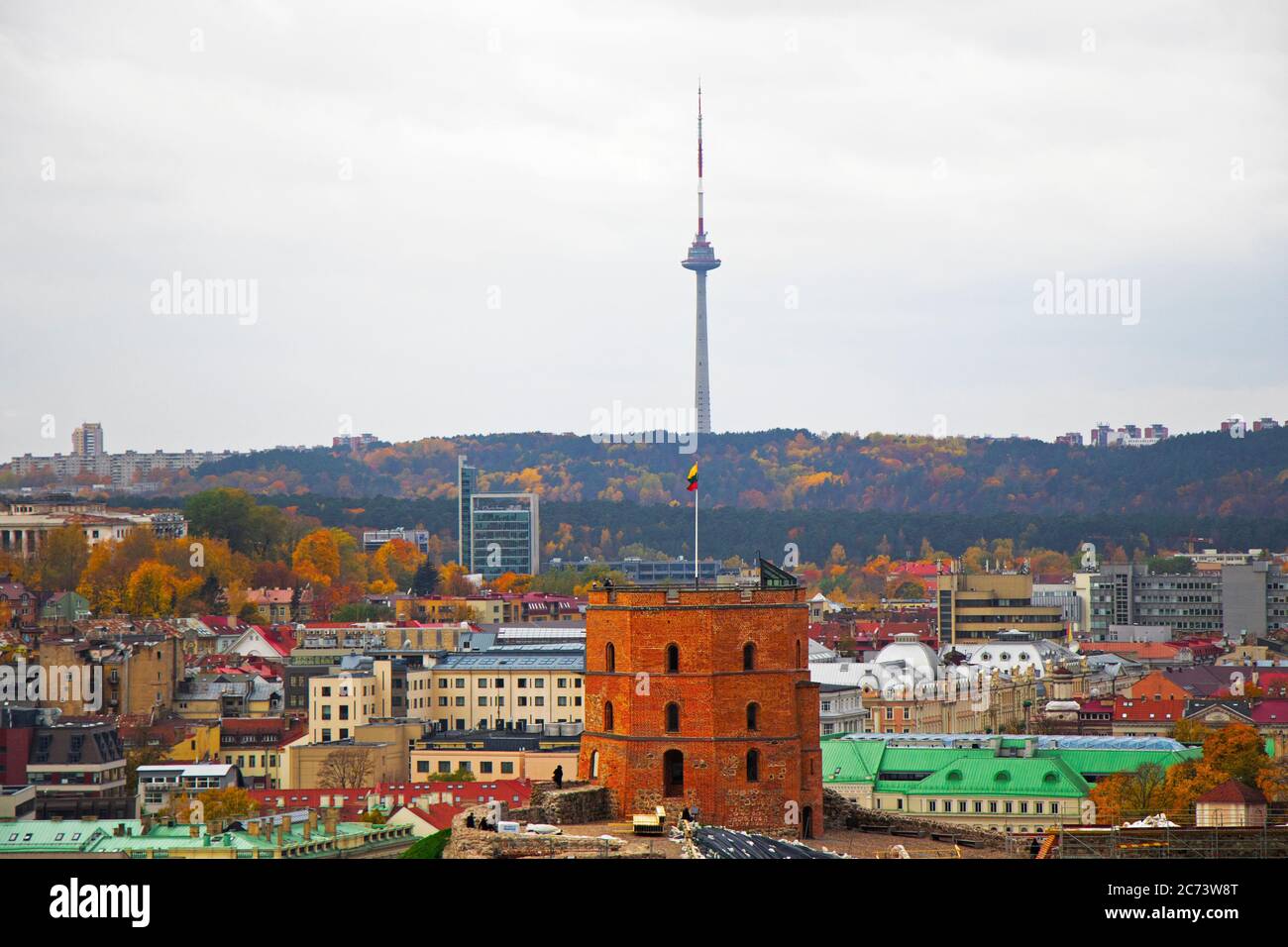 City view and cityscape of Vilnius, Lithuania. Colorful houses, old ...