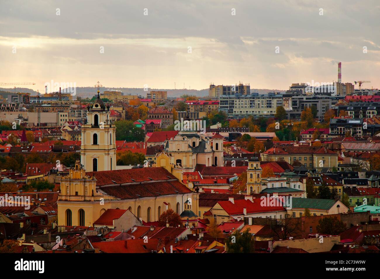 City view and cityscape of Vilnius, Lithuania. Colorful houses, old ...