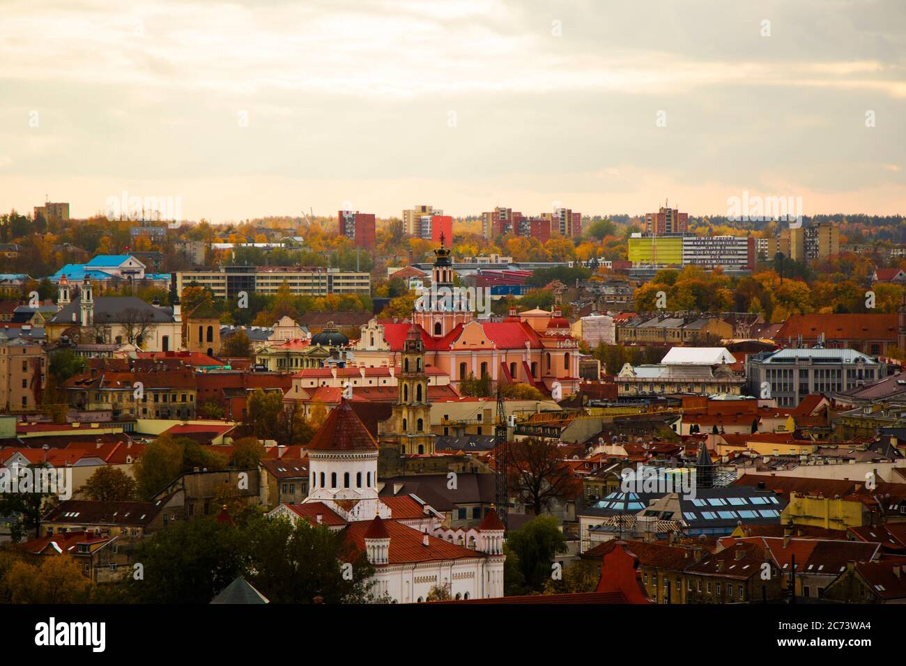 City view and cityscape of Vilnius, Lithuania. Colorful houses, old ...