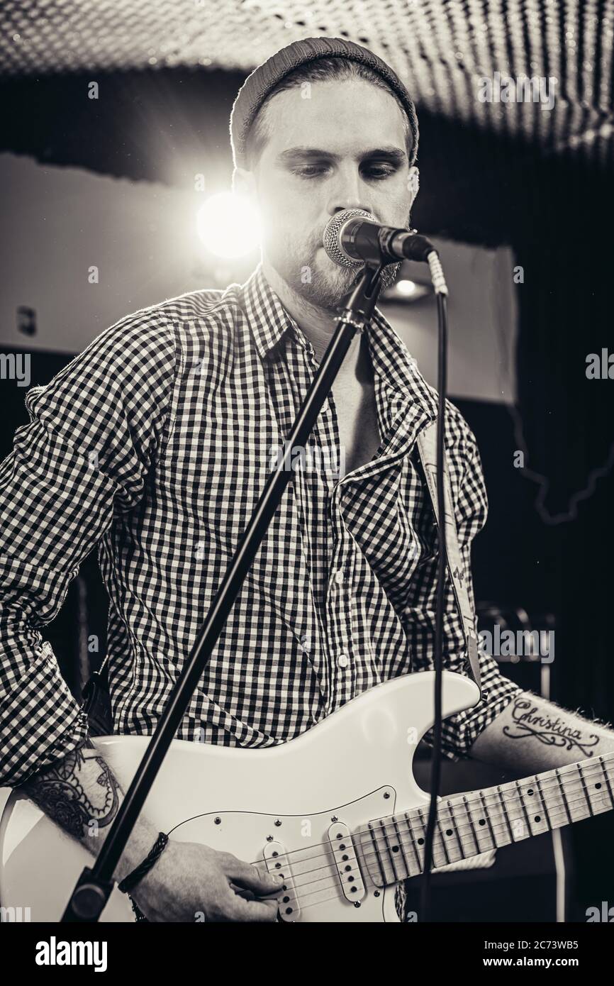 Handsome rock roll guy hands hi-res stock photography and images - Alamy