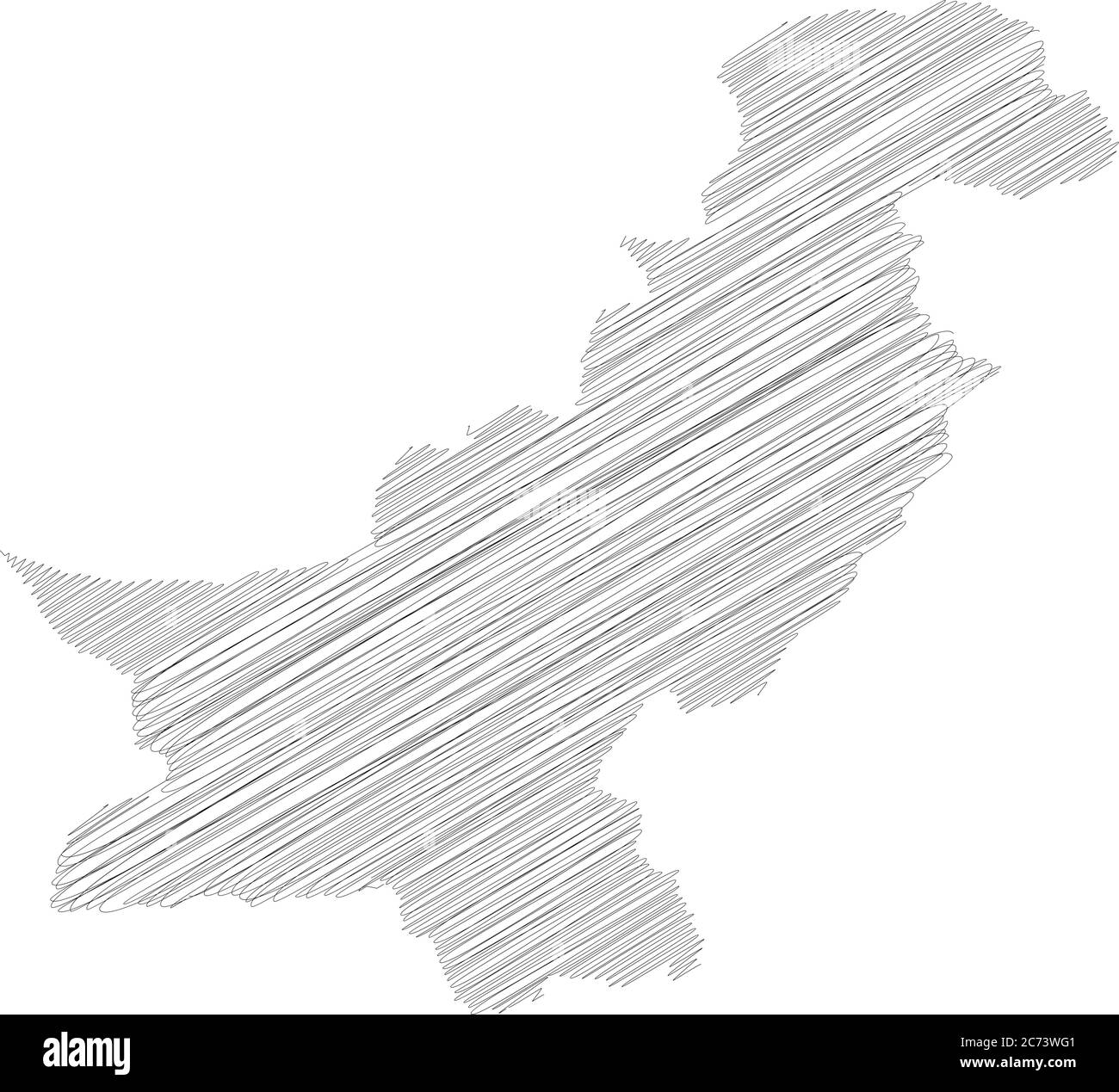 Pakistan - pencil scribble sketch silhouette map of country area with ...