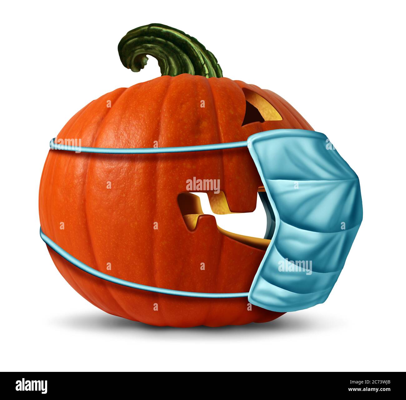 Pandemic during Halloween as a jack o lantern pumpkin wearing a medical ...