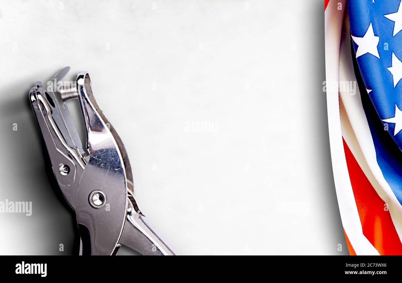 American flag with the hole punch on white background. Happy Labor Day ...